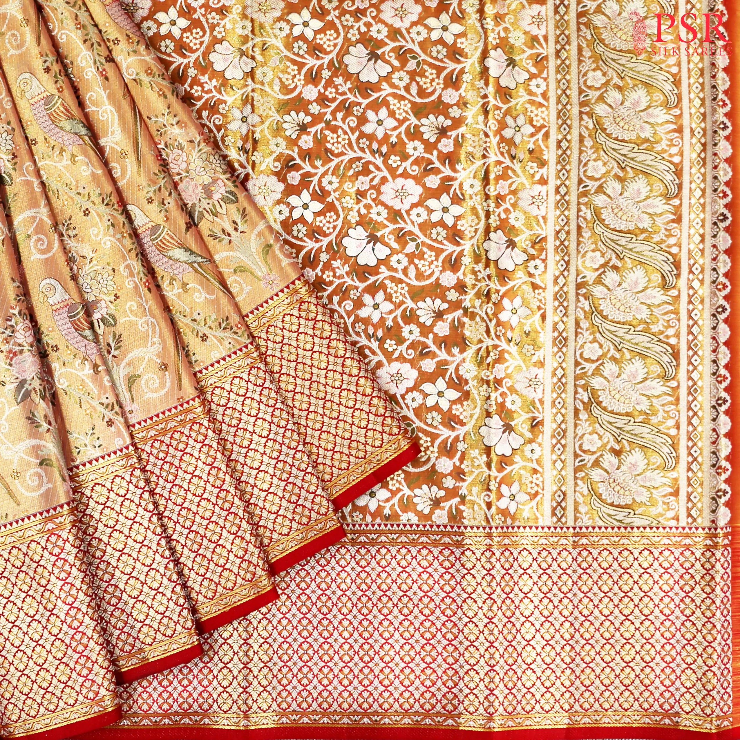 Copper Red Kanchipuram Tissue Silk Saree – PSR Silks