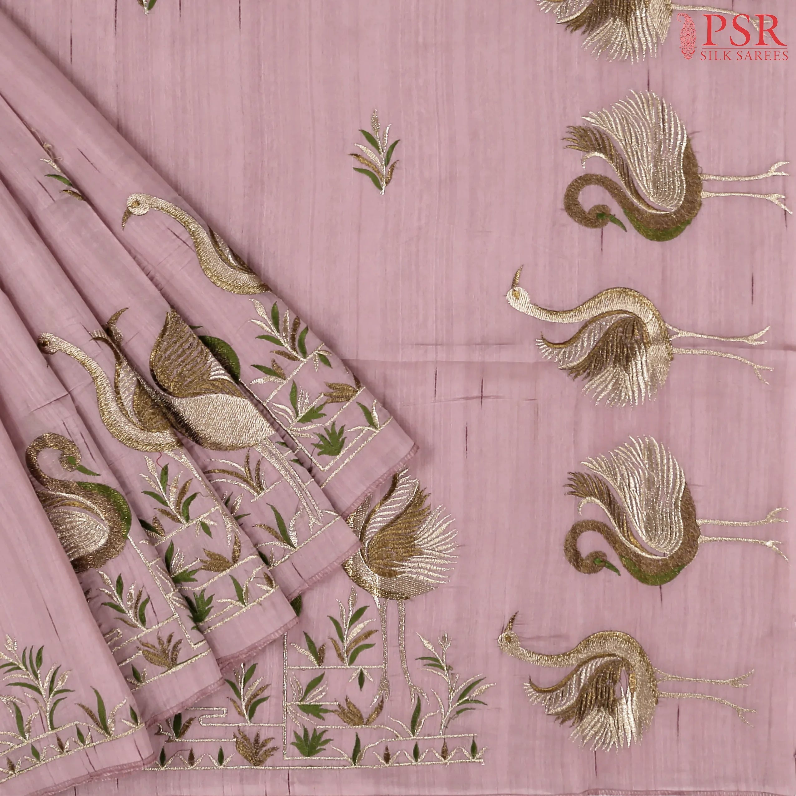 Puce Pink Kosa Embroidery Saree – PSR Silks