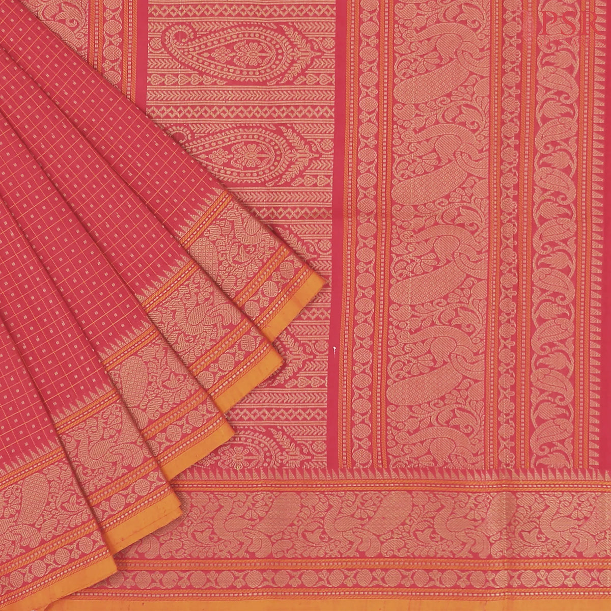 Ruby Red Kalakshetra Kovai Cotton Saree – PSR Silks